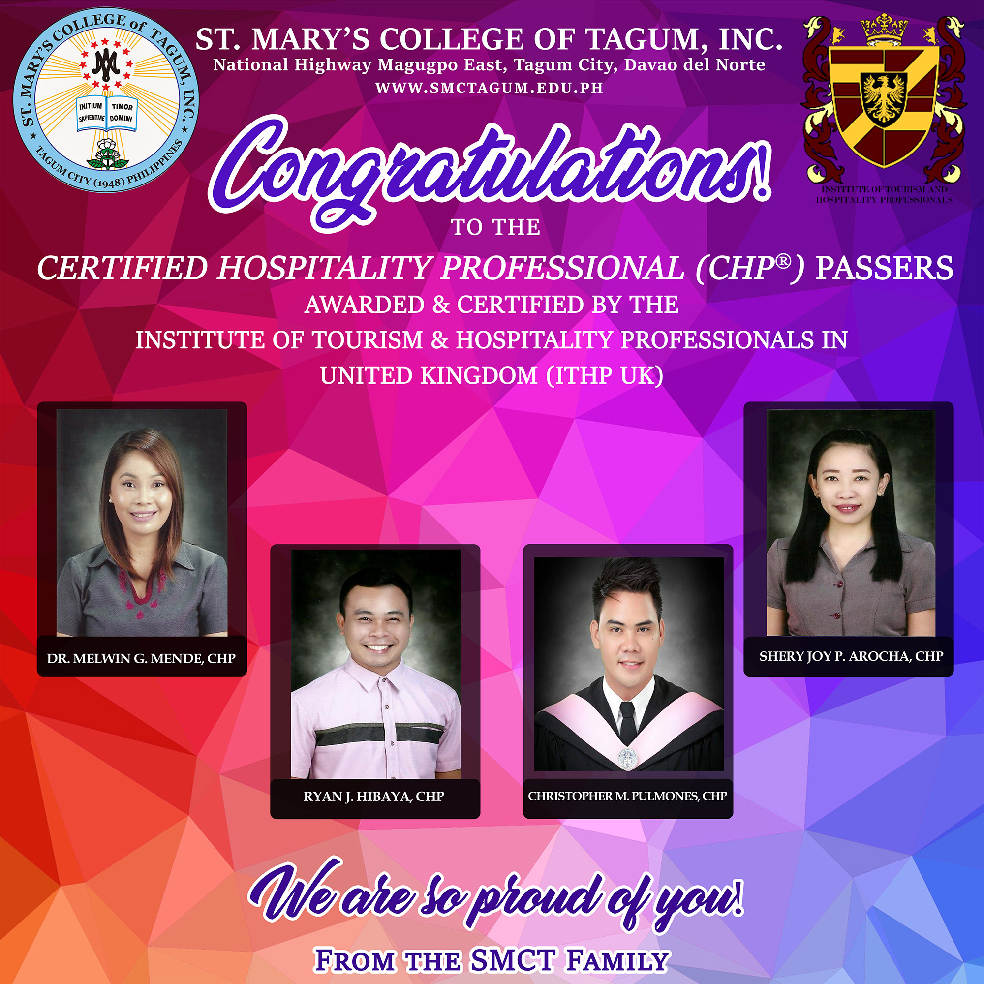 Congratulations to the CERTIFIED HOSPITALITY PROFESSIONAL Passers! – St ...